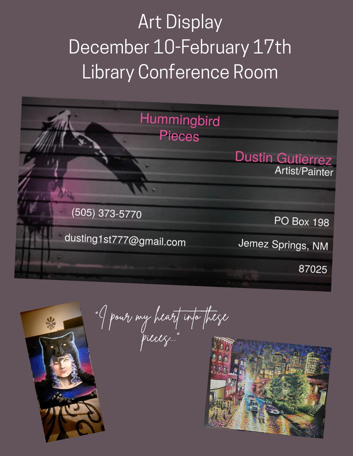 Art at the Library: Dustin Gutierrez’s Exhibit – Jemez Springs Public ...